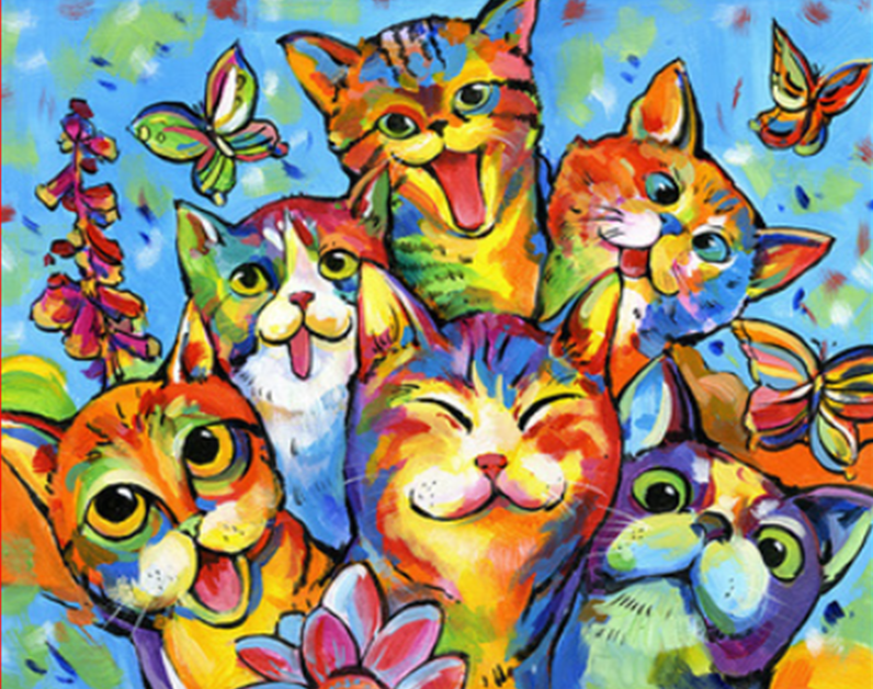 Group of Funny Cats – Paint by Numbers Home